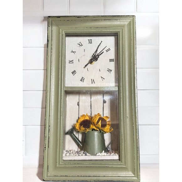 Unbranded | Wall Decor | Rustic Farm House Shadow Box Clock Flower Wall ...